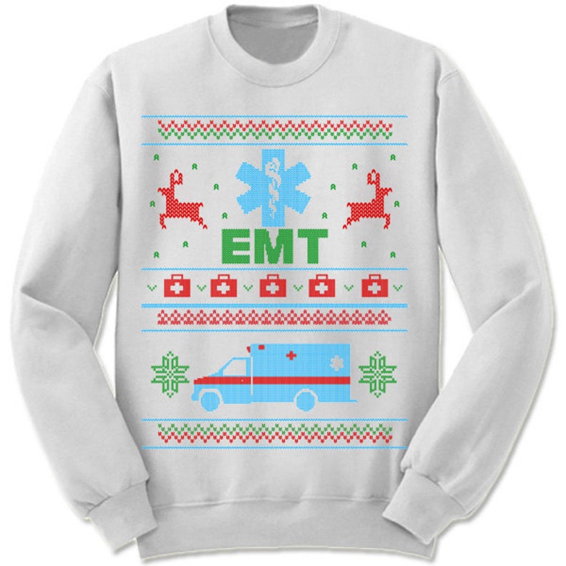 EMT Christmas Sweater, Emergency Medical Technician Sweatshirt for Men ...