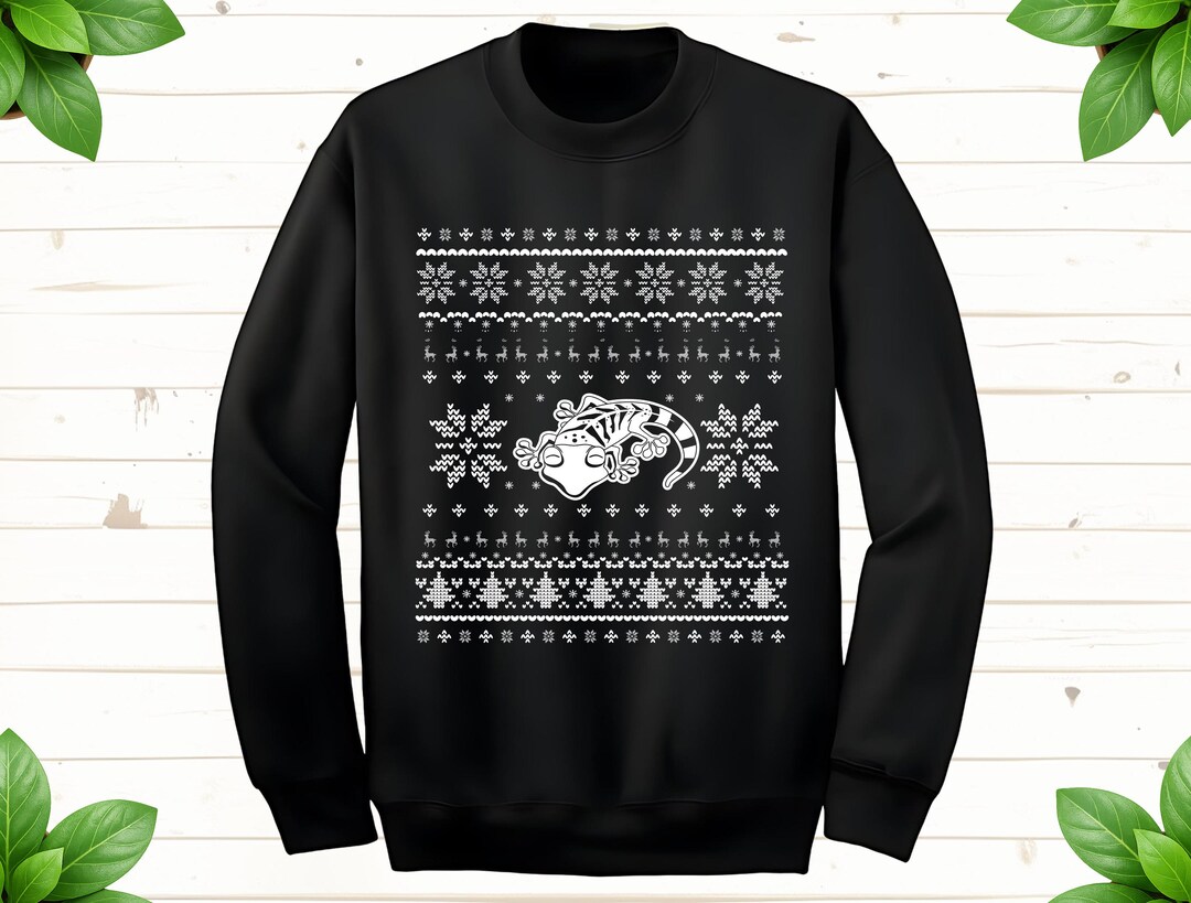 Leopard Gecko Ugly Christmas Sweater: Funny Reptile Holiday Sweatshirt ...