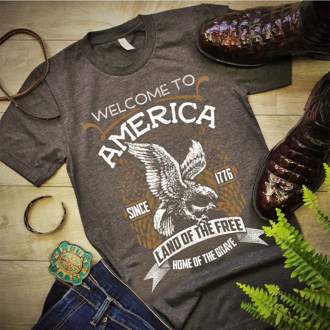 America T-shirt. USA Shirt. Cool Patriotic T-shirt. Land of - Etsy