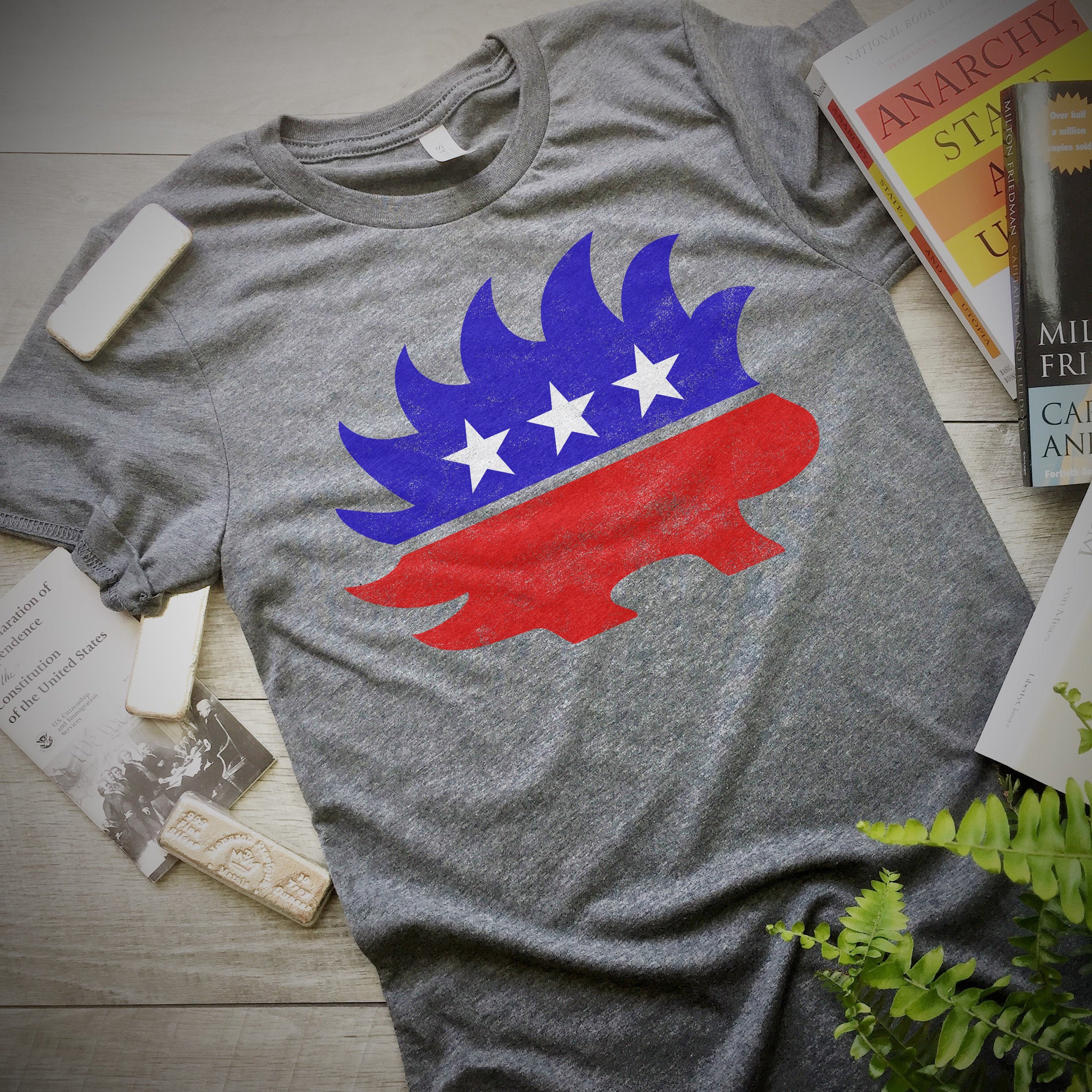 Vintage Libertarian Porcupine T Shirt, Political T-shirt, Classical ...
