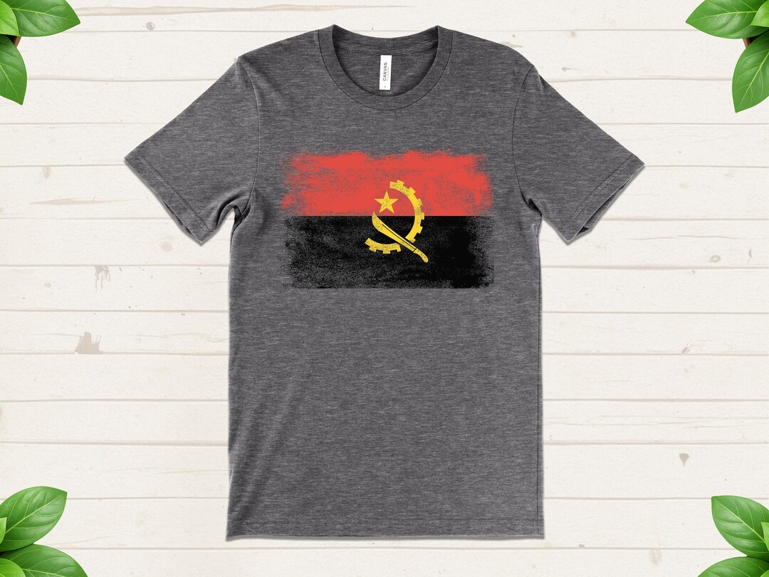 Angola Flag T-shirt, Angolan Emblem Graphic Tee, Unisex National Pride ...