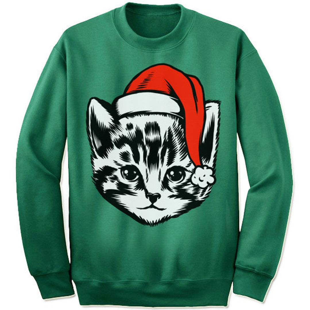 Linda sudadera de suéter de gato kitty de Navidad. Aguinaldo. Feo ...