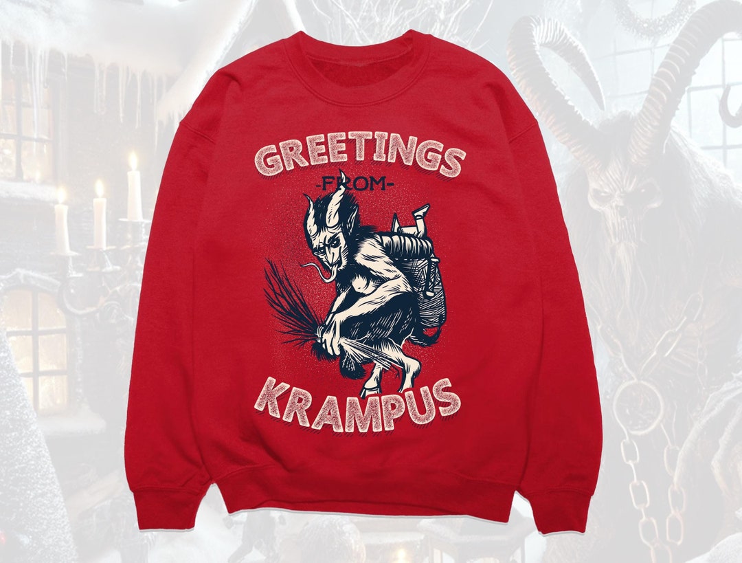 Greetings From Krampus Christmas Sweatshirt, Funny Krampus Christmas ...
