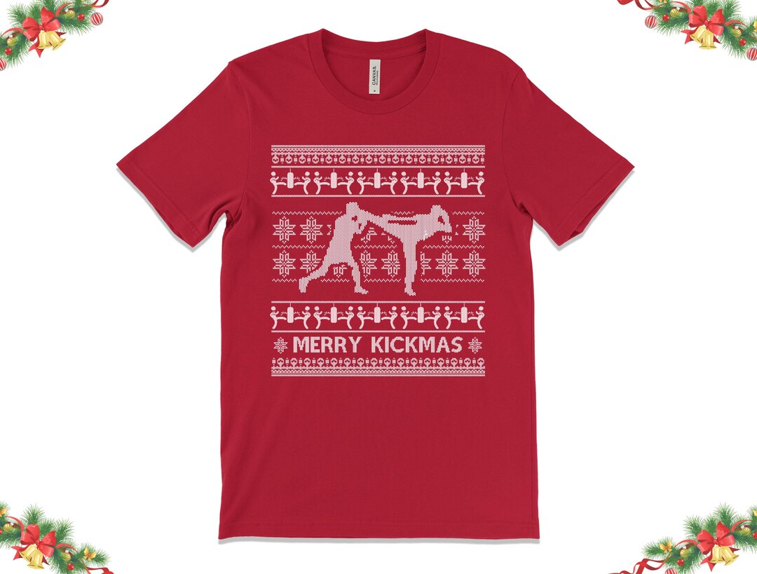 Funny Kickboxing Muay Thai Christmas Shirt, Merry Kickmas Christmas Tee ...