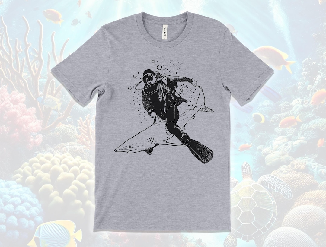 Scuba Diver T Shirt, Diver Gift, Shark Shirt, Scuba Diving Tee Shirt ...