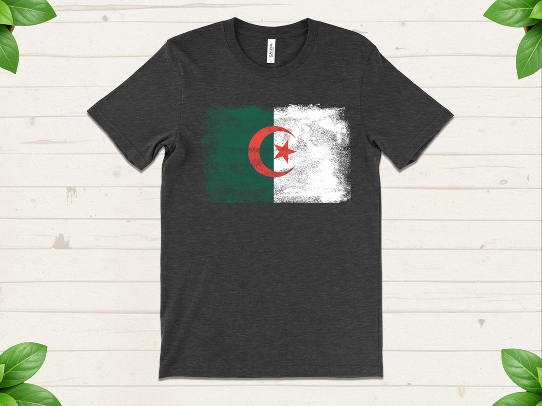 Algeria Flag T-shirt, Algerian Crescent Star Graphic Tee, Unisex ...