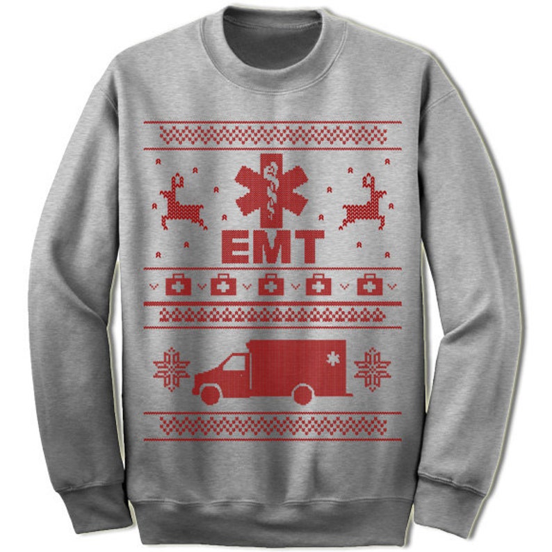 EMT Christmas Sweater, Emergency Medical Technician Sweatshirt for Men ...
