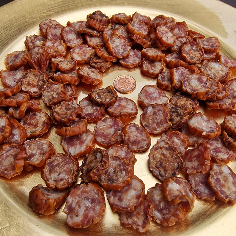 Beef & Pork Sausage Coins 150g Dehydrated Dog High Value Treats Crunchy ...