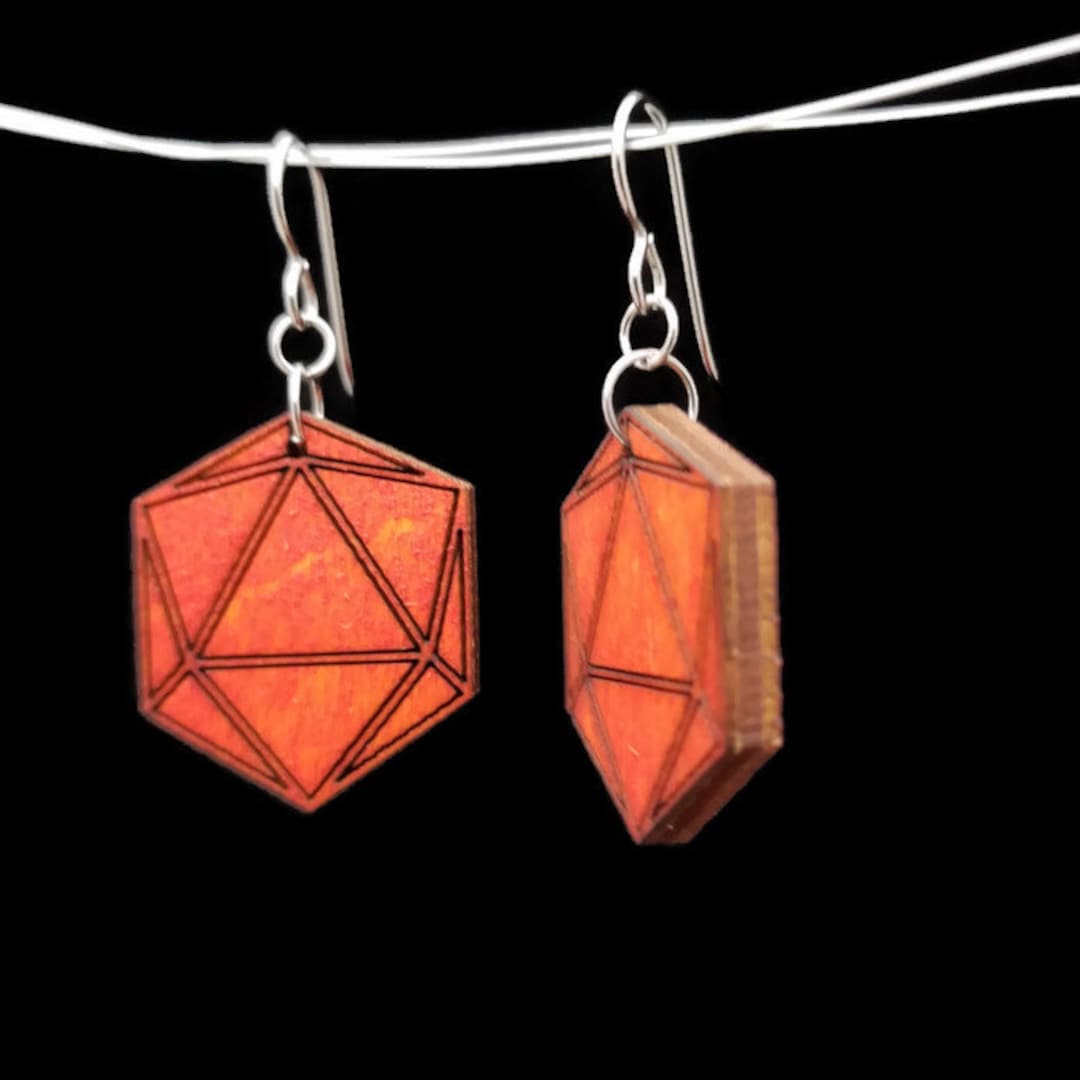 Orange Dice Earrings Dangle, Dnd Earrings for Gamers, Dungeon Master ...