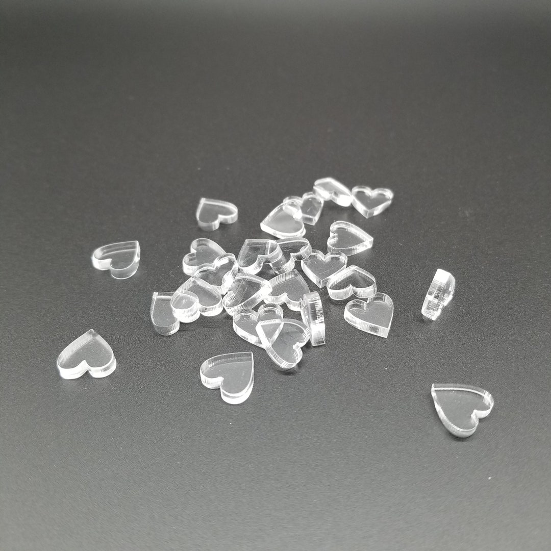 30 Mini Clear Acrylic Hearts, Laser Cut Acrylic Charm, DIY Craft ...