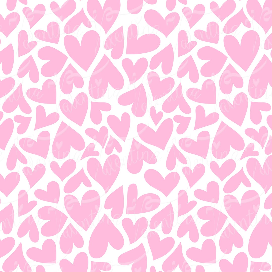Pink Hearts Valentine's Day Digital Paper. Seamless Patterns for Fabric ...