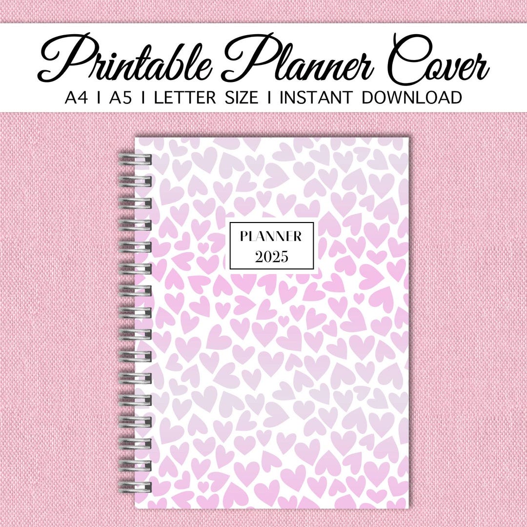 Printable 2025 Planner Cover Planner Dashboard Hearts Planner Cover ...