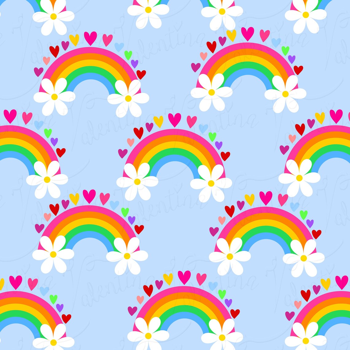 Rainbow Seamless Png Digital Printable Paper Hearts Colorful Rainbows ...