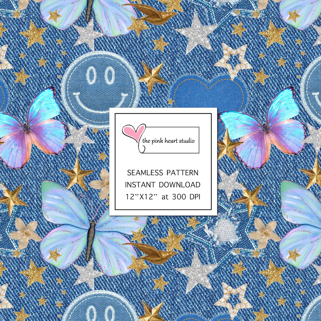 Denim Fabric Texture Digital Seamless Pattern Blue Jeans Background ...