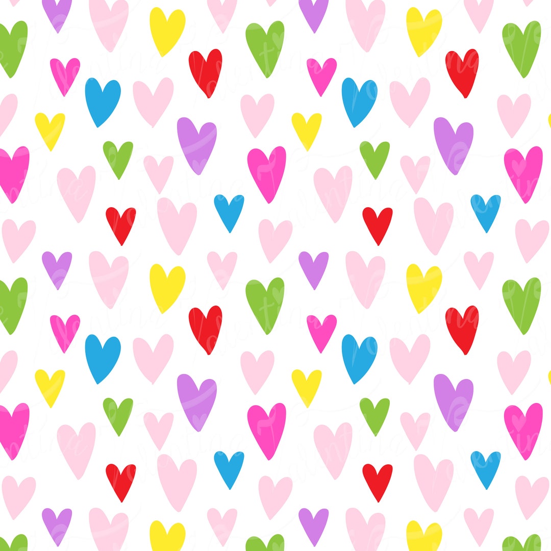 Colorful Hearts Valentine's Day Digital Paper. Seamless Patterns for ...