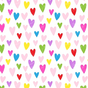 Colorful Hearts Valentine's Day Digital Paper. Seamless Patterns for ...