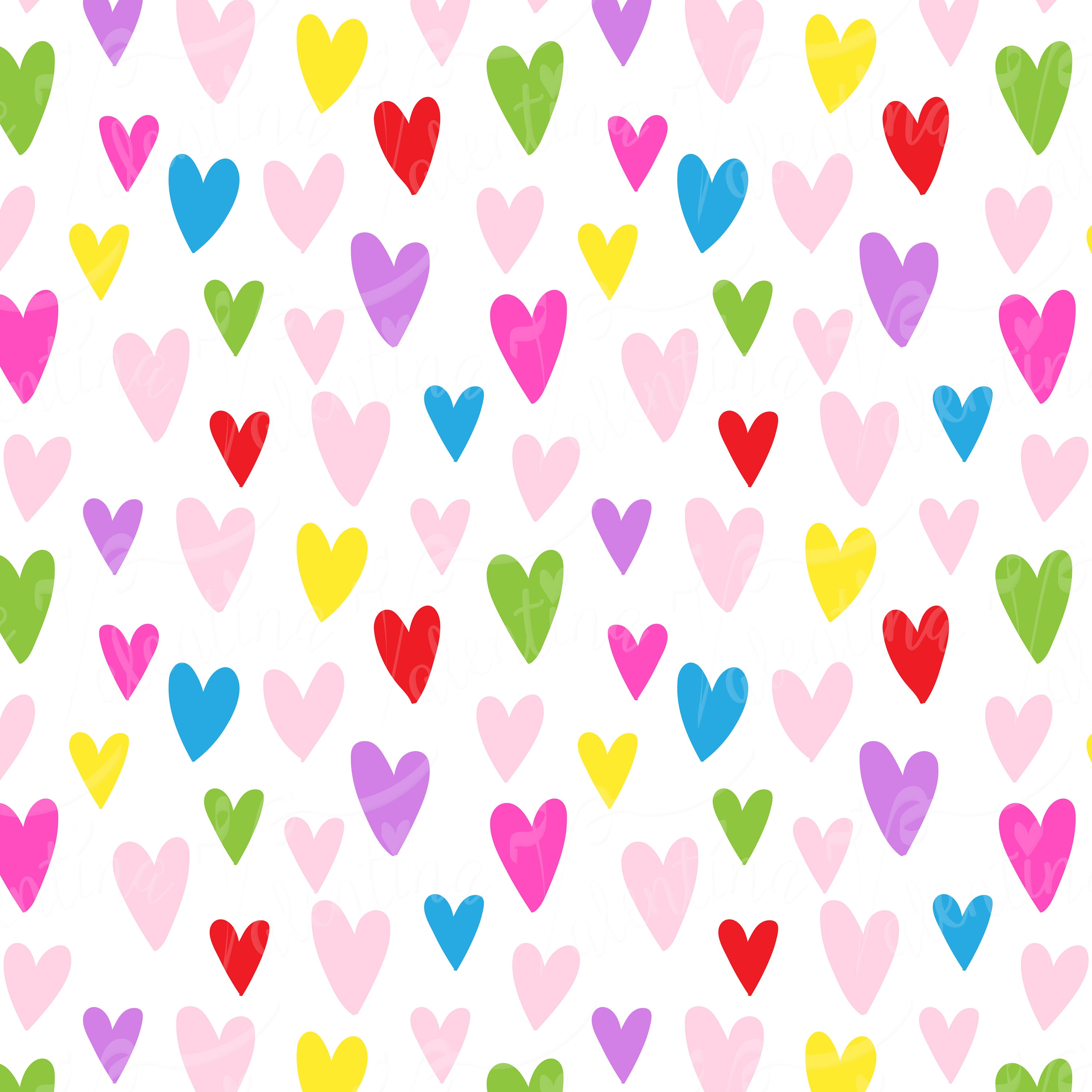 Colorful Hearts Valentine's Day Digital Paper. Seamless Patterns for ...