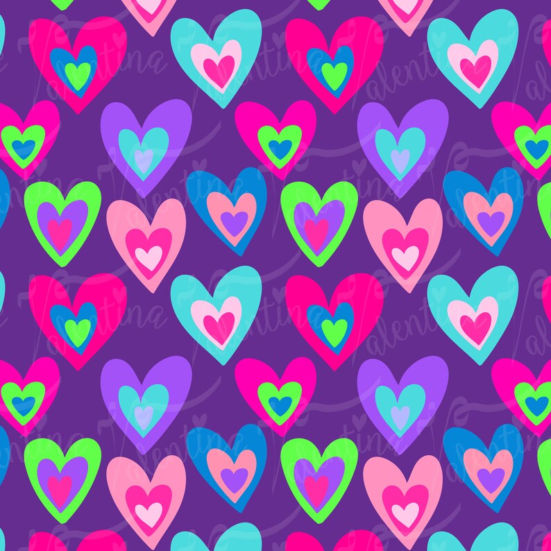 Hearts Print Seamless Repeat Pattern for Backgrounds, Printable Digital ...