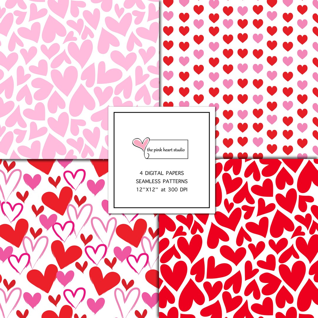 Valentine Digital Papers,heart Seamless Patterns,heart and Valentine ...