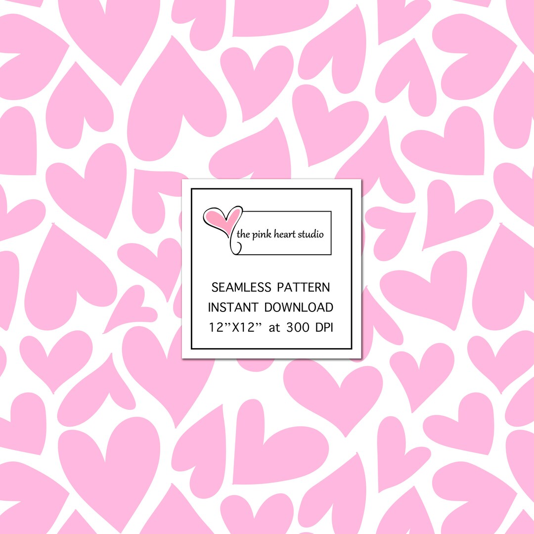 Pink Hearts Valentine's Day Digital Paper. Seamless Patterns for Fabric ...