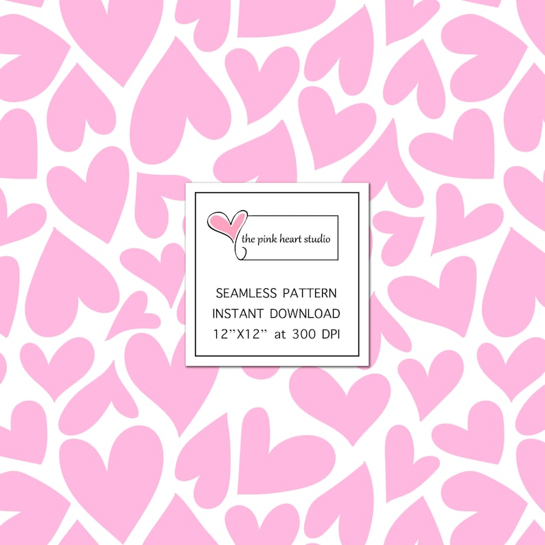 Pink Hearts Valentine's Day Digital Paper. Seamless Patterns for Fabric ...