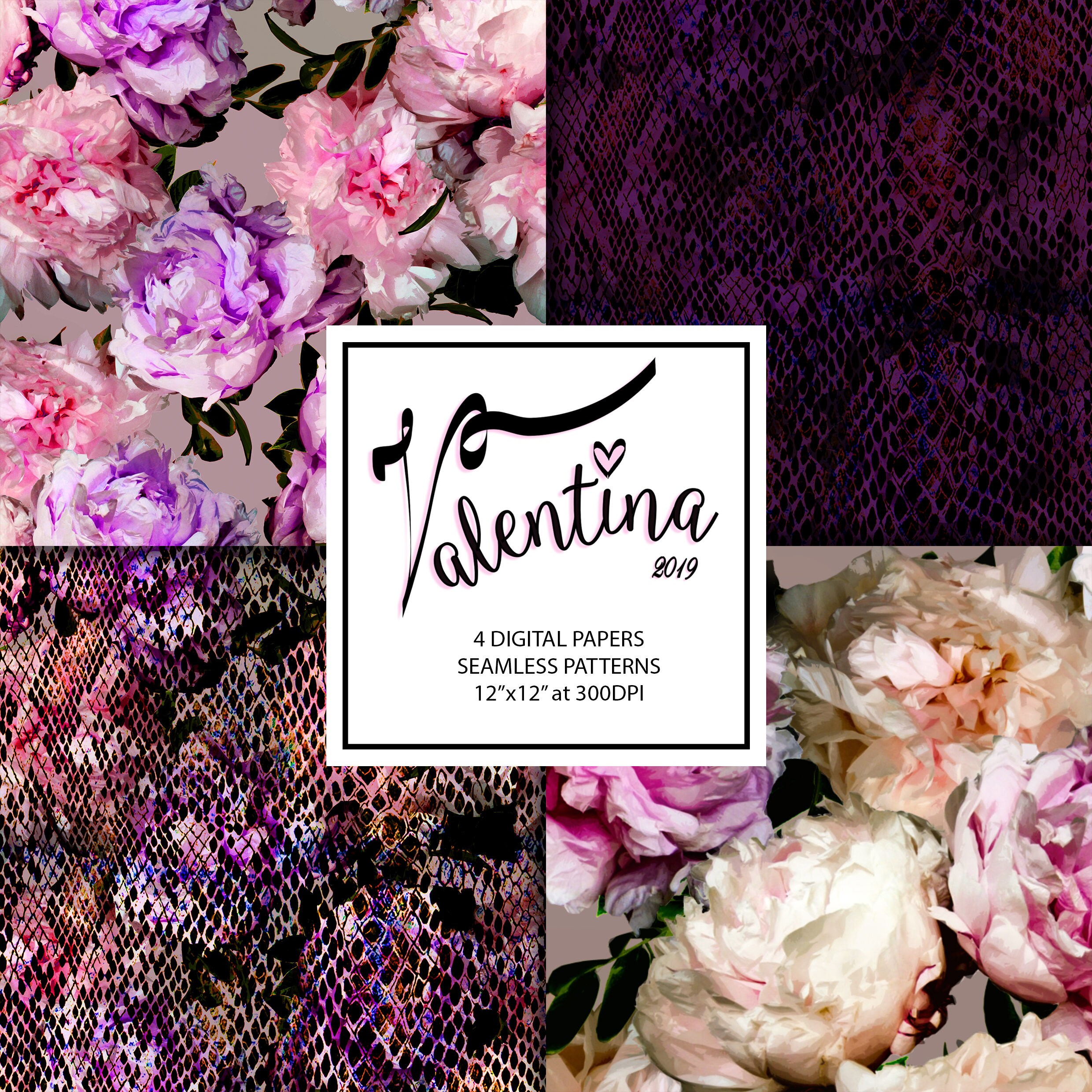 Card Making & Stationery Floral Digital Papers Snake print INSTANT ...