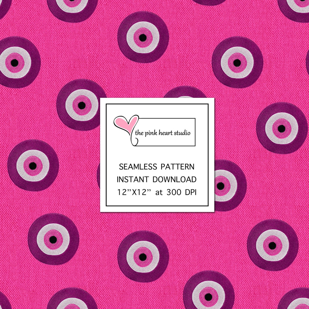 Pink Evil Eye Digital Seamless Pattern, Turkish Eye Pattern, Scrapbook ...