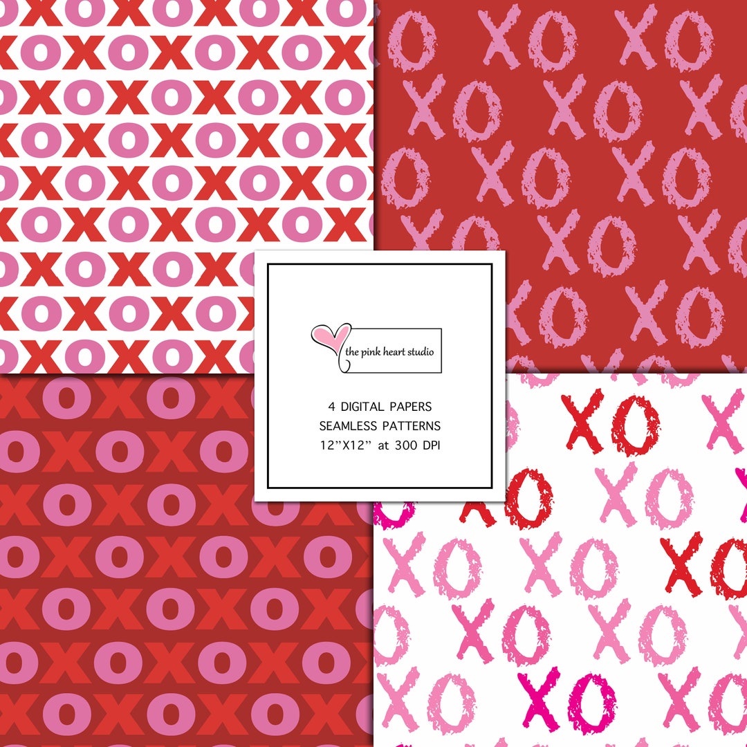 XOXO Digital Papers, XO Seamless Patterns, Love Digital Print Valentine ...