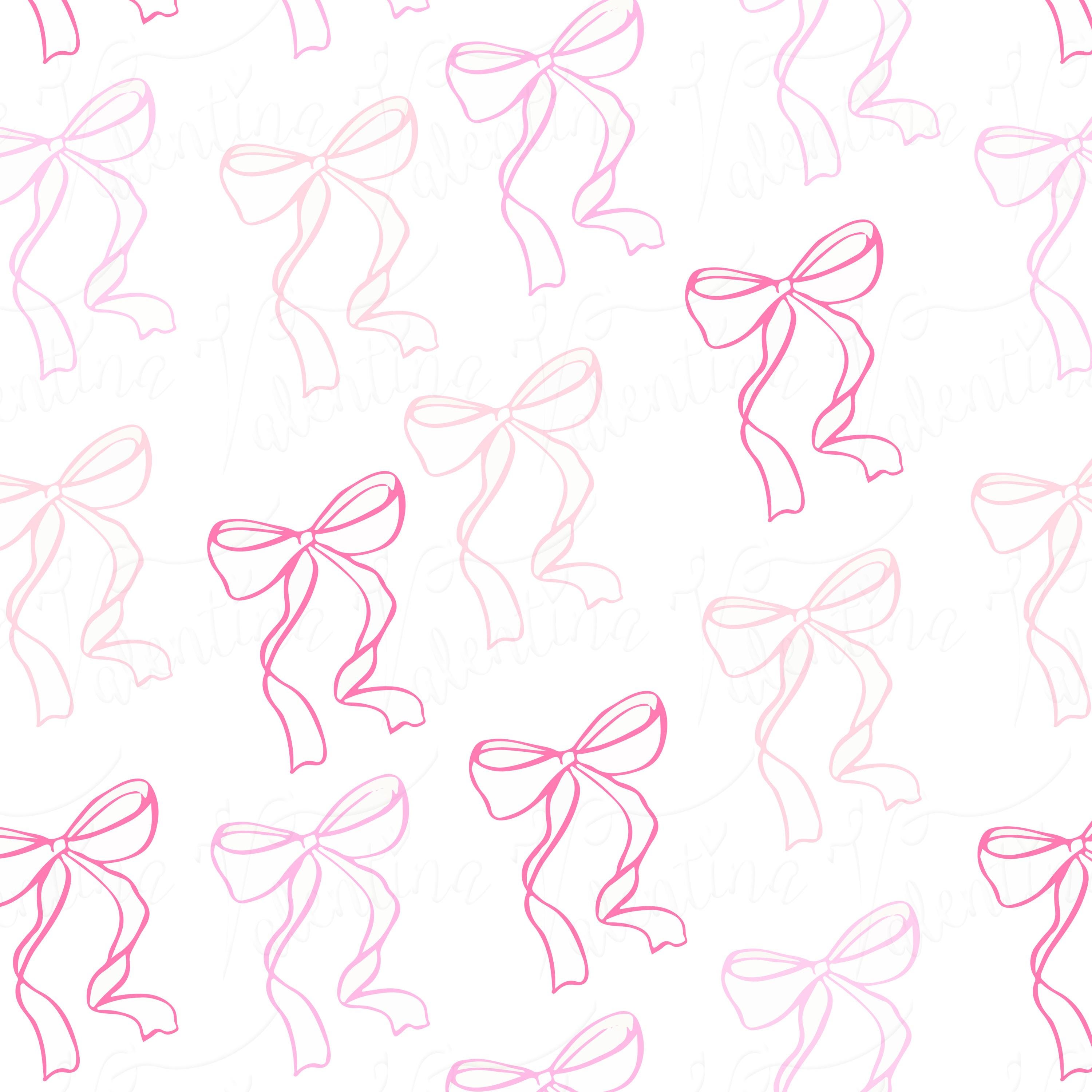 Pink Coquette Ribbon Seamless Pattern, Cute Preppy Pink Ribbon Bow ...