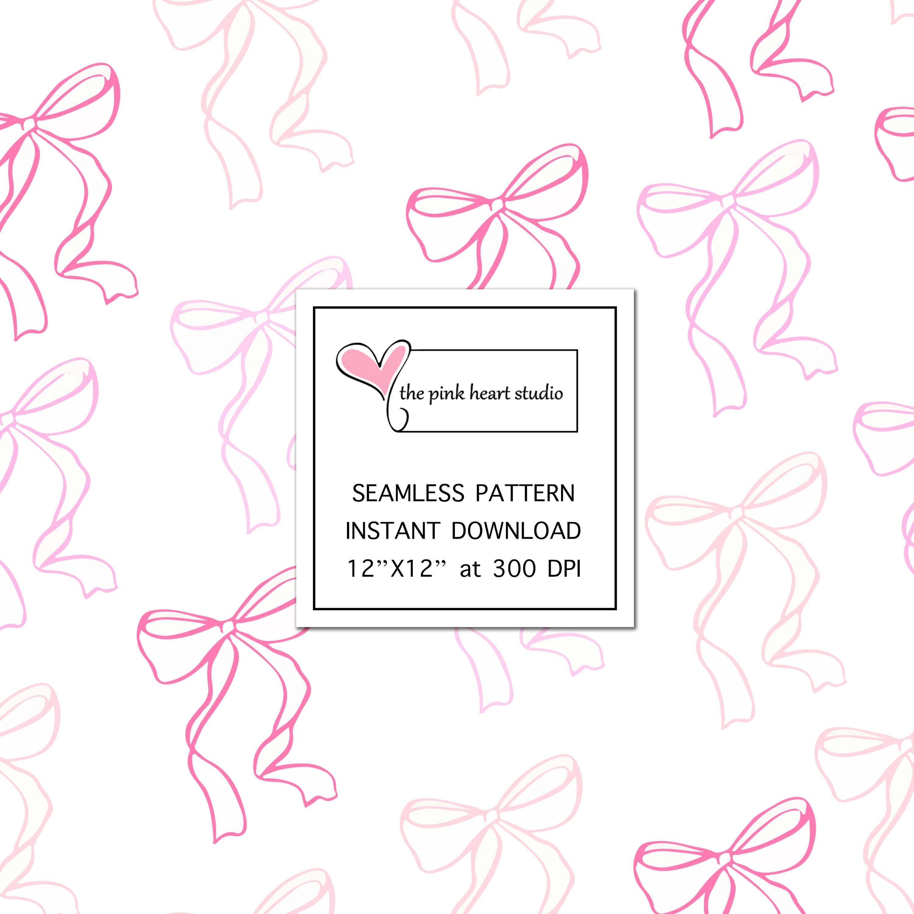Pink Coquette Ribbon Seamless Pattern, Cute Preppy Pink Ribbon Bow ...