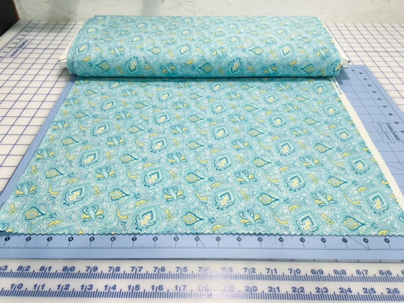 Cotton Turquoise Yellow White Quilting Fabric New or Leans - Etsy