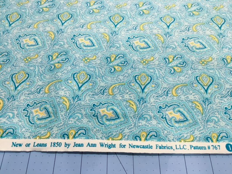 Cotton Turquoise Yellow White Quilting Fabric New or Leans - Etsy