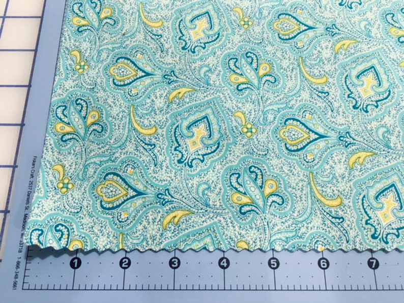Cotton Turquoise Yellow White Quilting Fabric New or Leans - Etsy