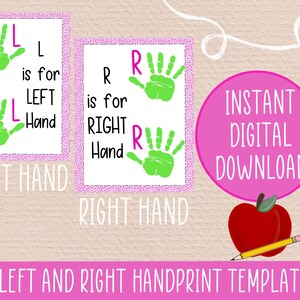 Left Hand and Right Handprint Template - Pink Border - Etsy