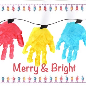 Merry & Bright Handprint Template - Etsy