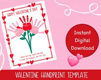 Personalized Handprint Art, Editable Handprint Template, Valentine ...