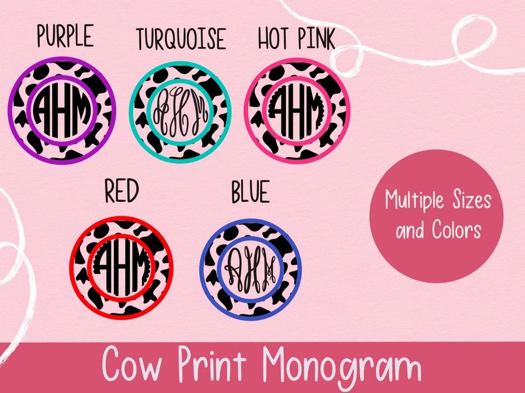 Cow Print Monogram Decal - Etsy