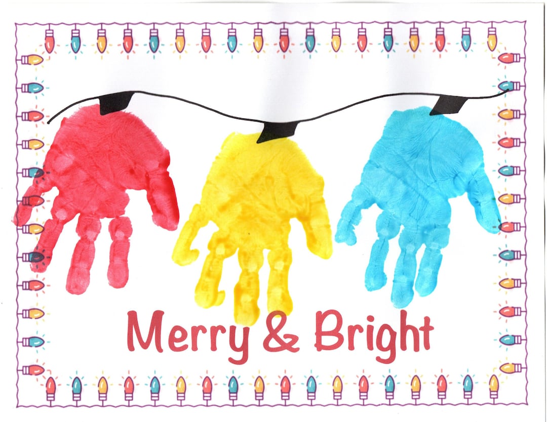 Merry & Bright Handprint Template - Etsy