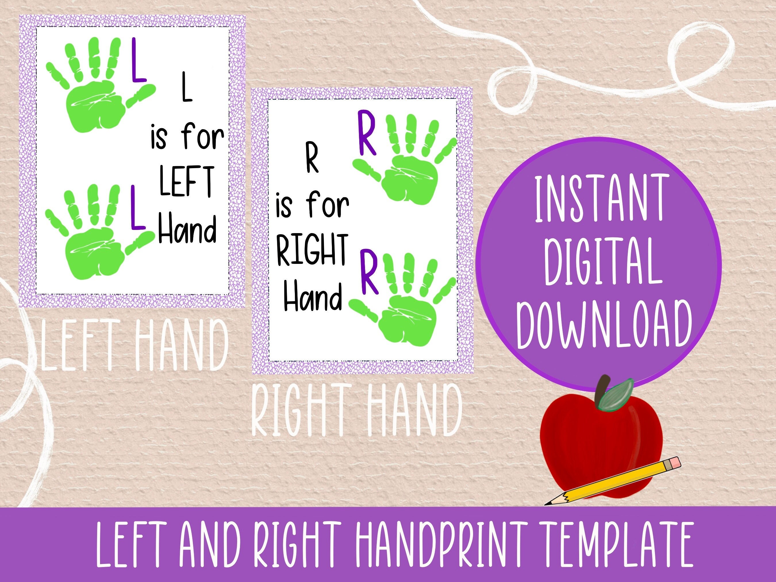Left Hand and Right Handprint Template - Purple Border - Etsy