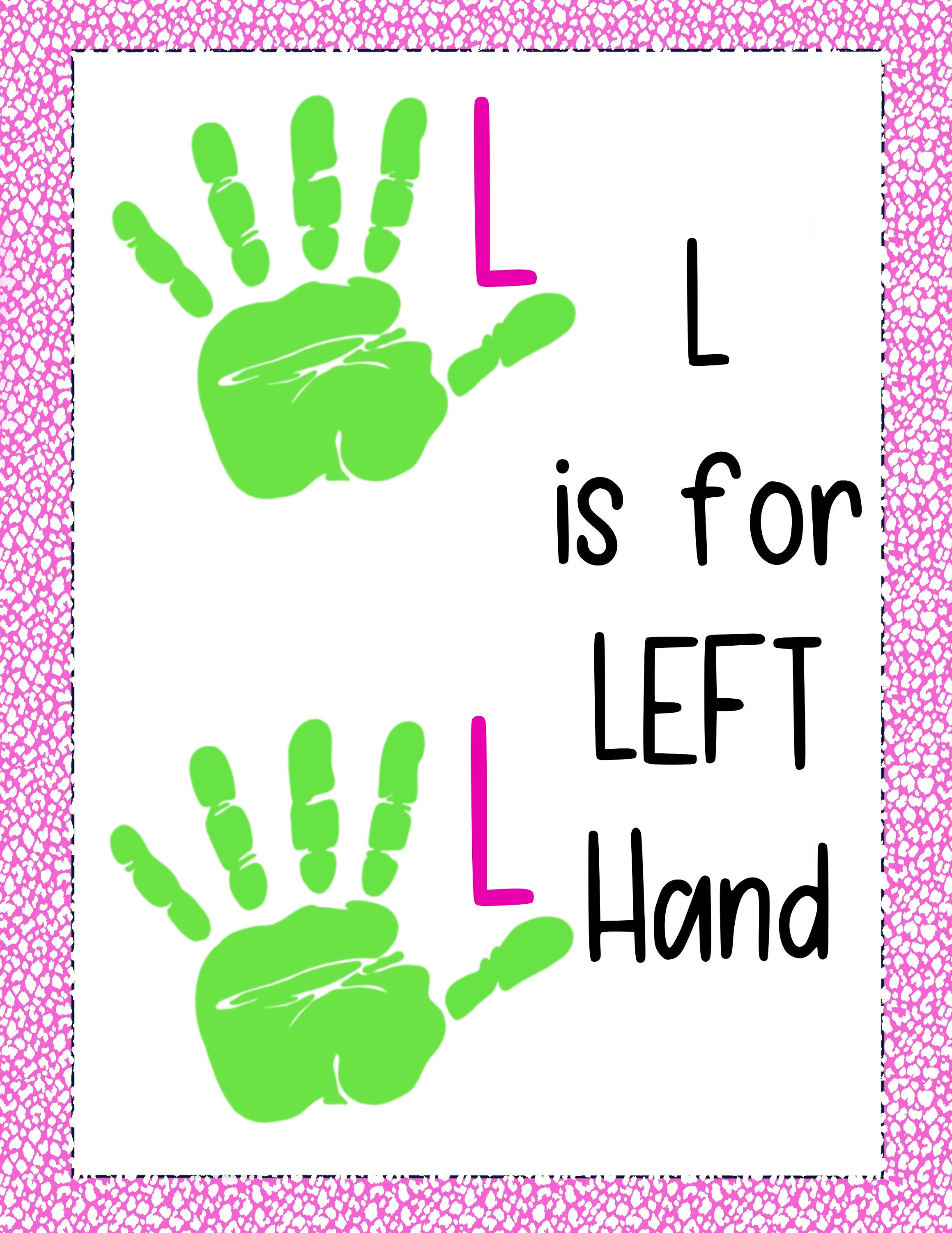 Left Hand and Right Handprint Template - Pink Border - Etsy