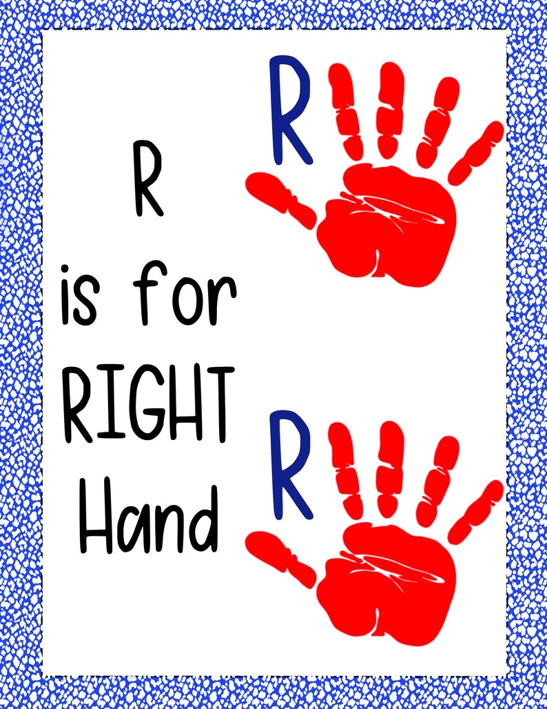 Left Hand and Right Handprint Template - Blue Border - Etsy