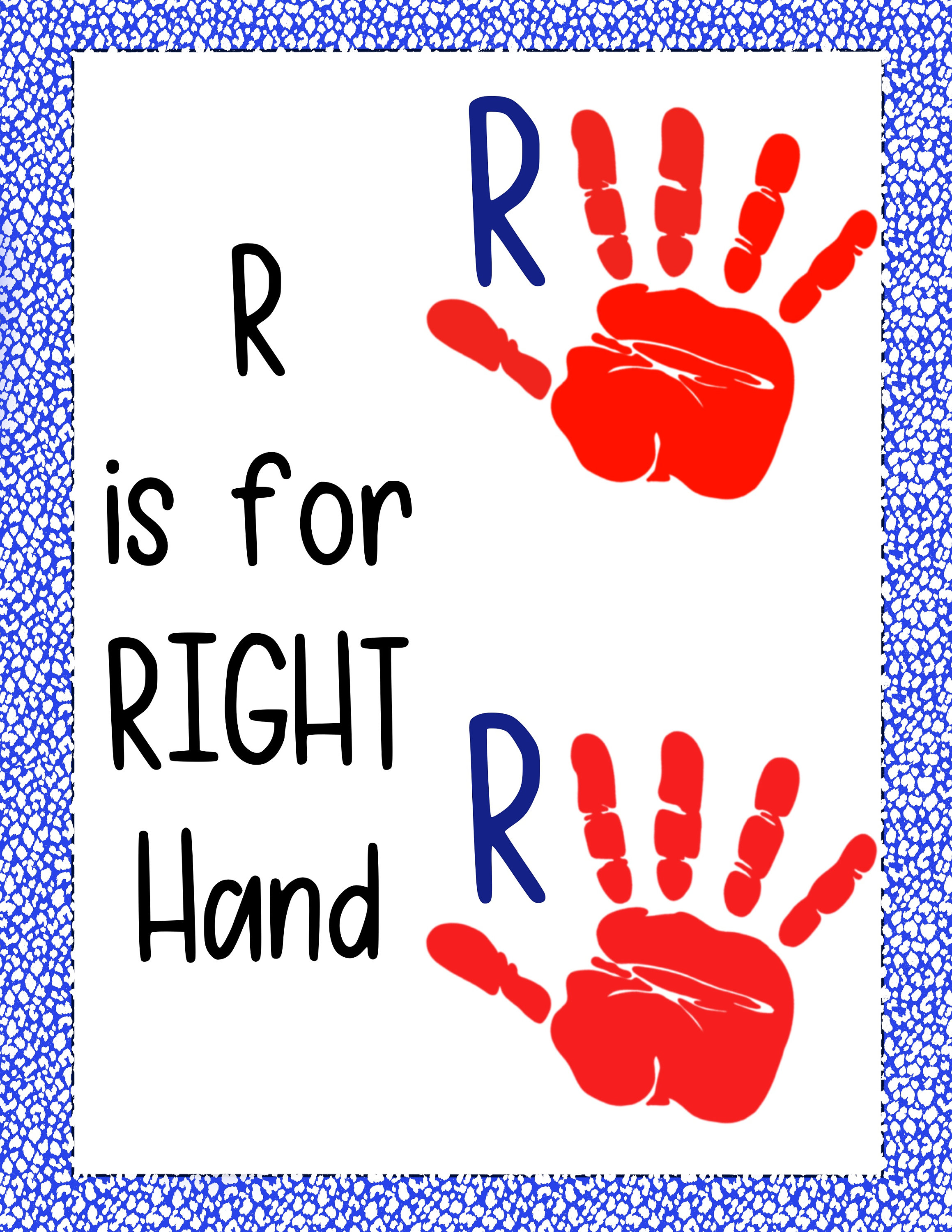 Left Hand and Right Handprint Template - Blue Border - Etsy