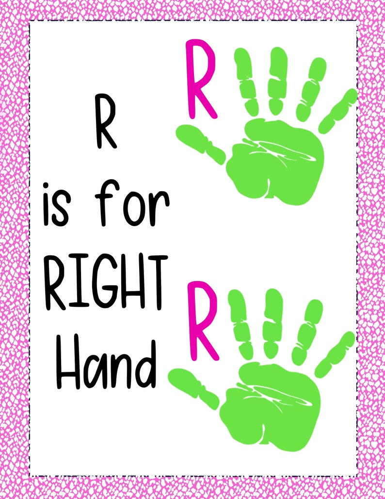 Left Hand and Right Handprint Template - Pink Border - Etsy
