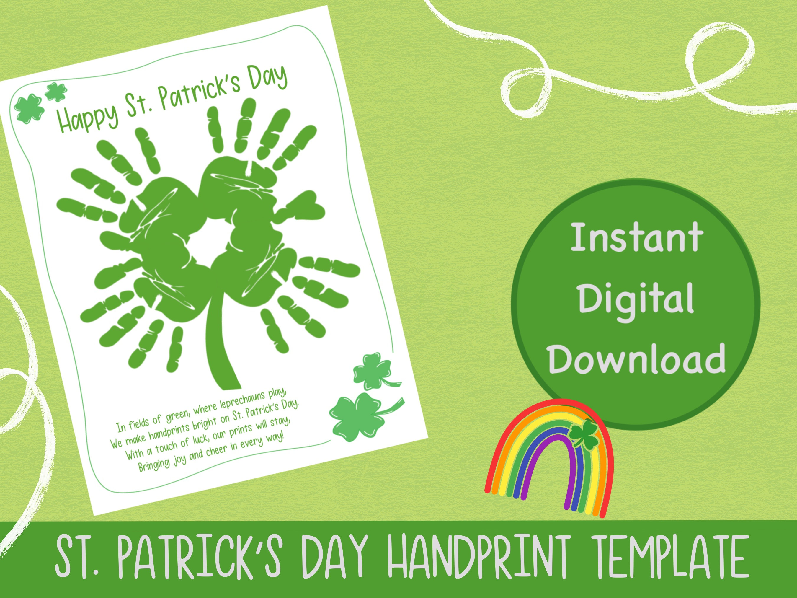 Shamrock Handprint Template - Etsy