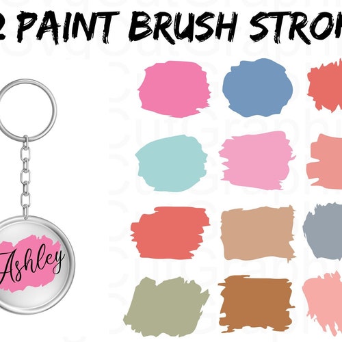 Paint Brush Stroke Keychain SVG Keyring Paint Brush Svg | Etsy