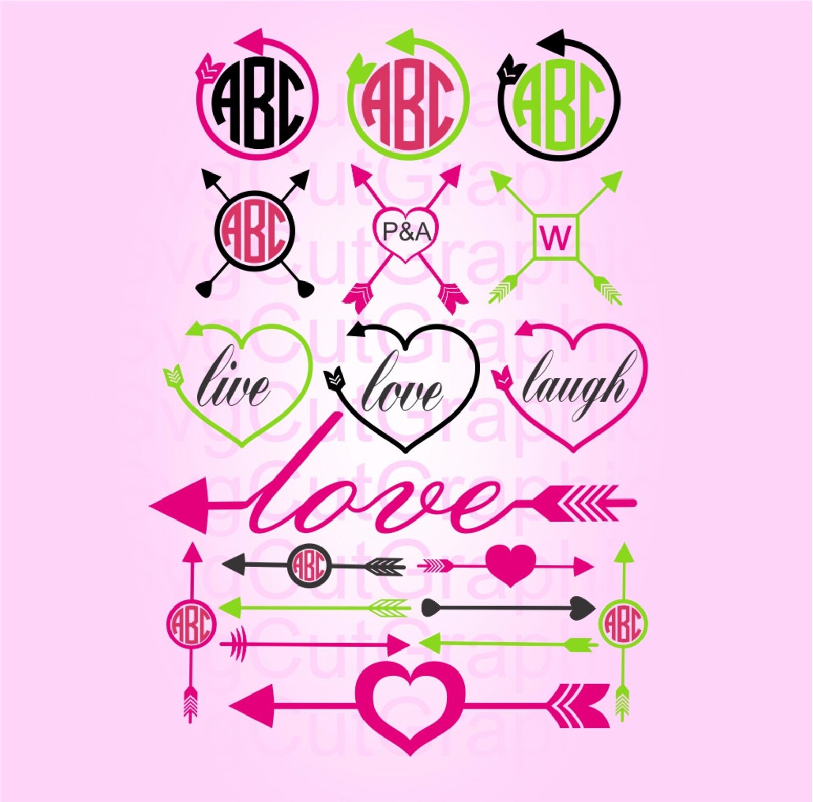 Arrow Monogram SVG Frames SVG Files Svg Arrows File SVG - Etsy