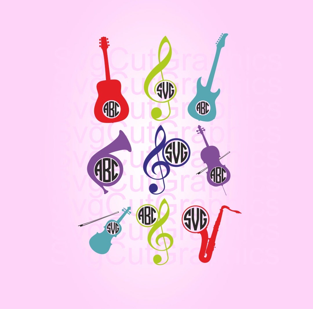 Music Instruments SVG Files, Music Monogram Frames, Svg Files for ...