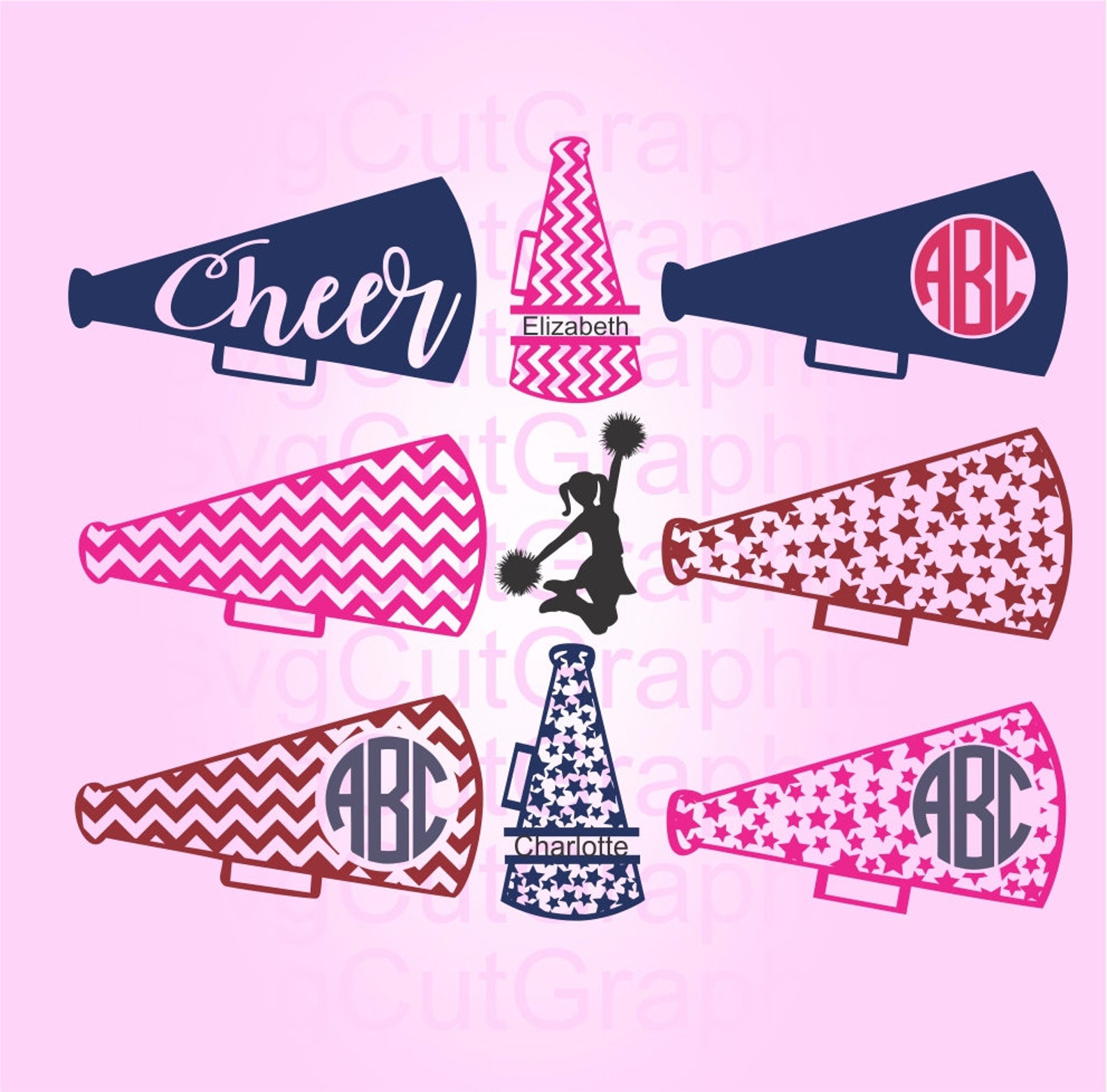 SVG Cheerleader Megaphone Monogram Frame Svg Cut Files Svg - Etsy
