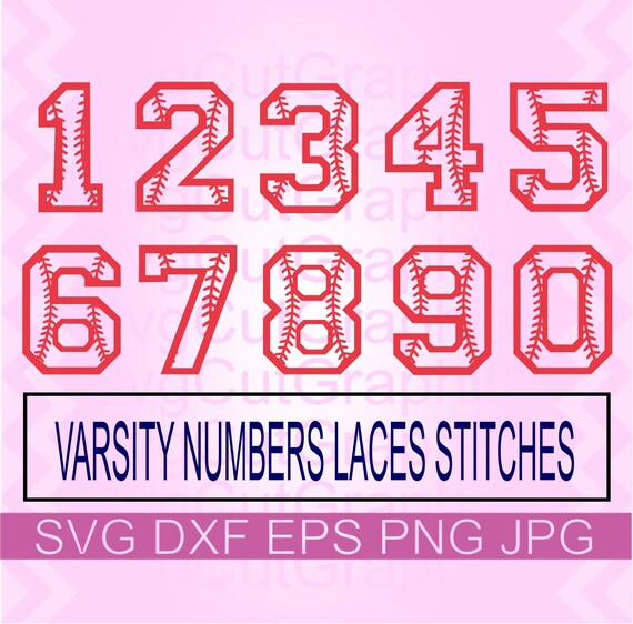 Varsity Numbers Laces Stitches Svg Files for Cricut and | Etsy