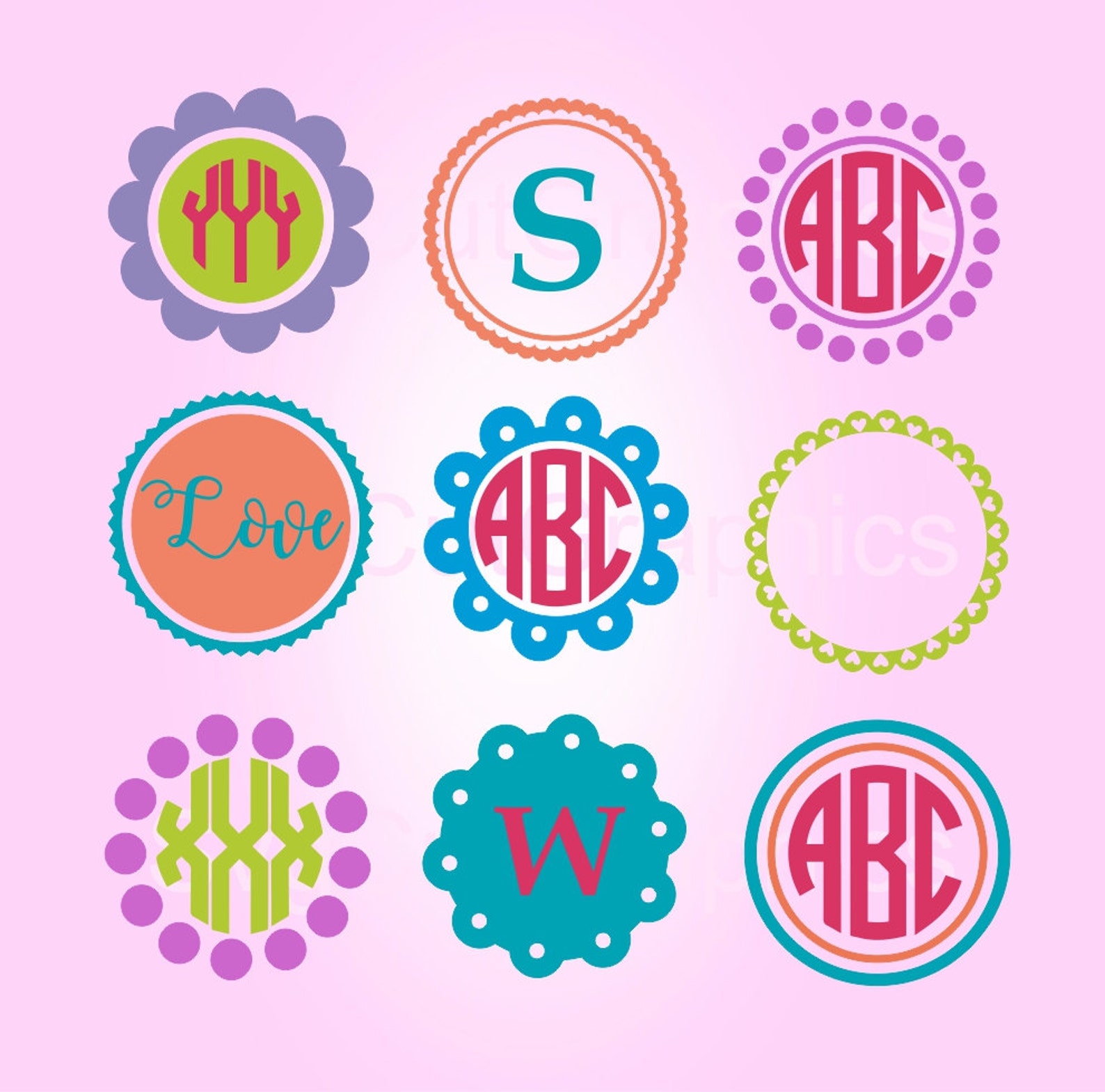 Svg Circle Monogram Frames Svg Files SVG Cutting Files - Etsy